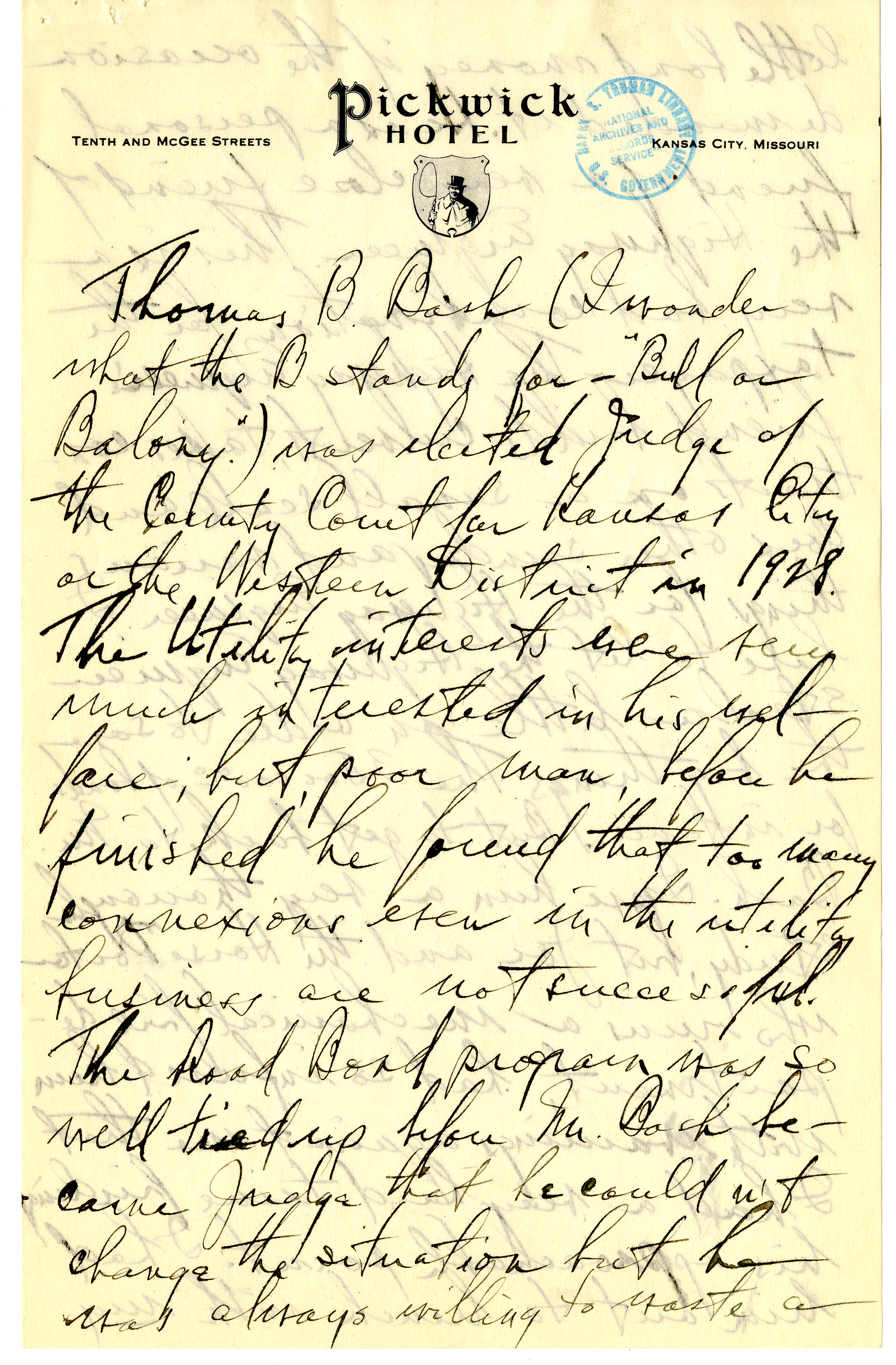 Longhand Note of Judge Harry S. Truman | The Pendergast Years