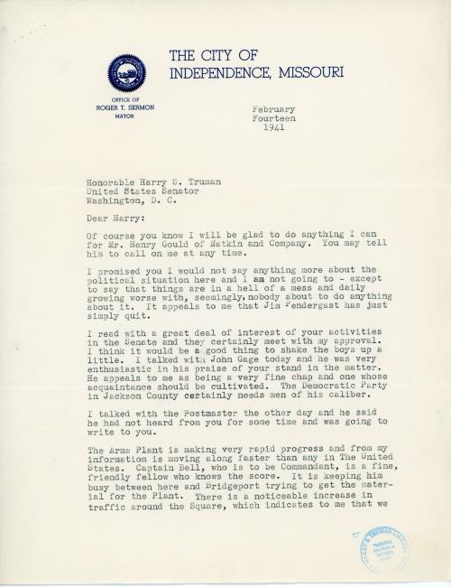 From Roger T. Sermon to Harry S. Truman | The Pendergast Years