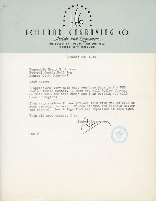 From Louis E. (Lou) Holland to Harry S. Truman | The Pendergast Years